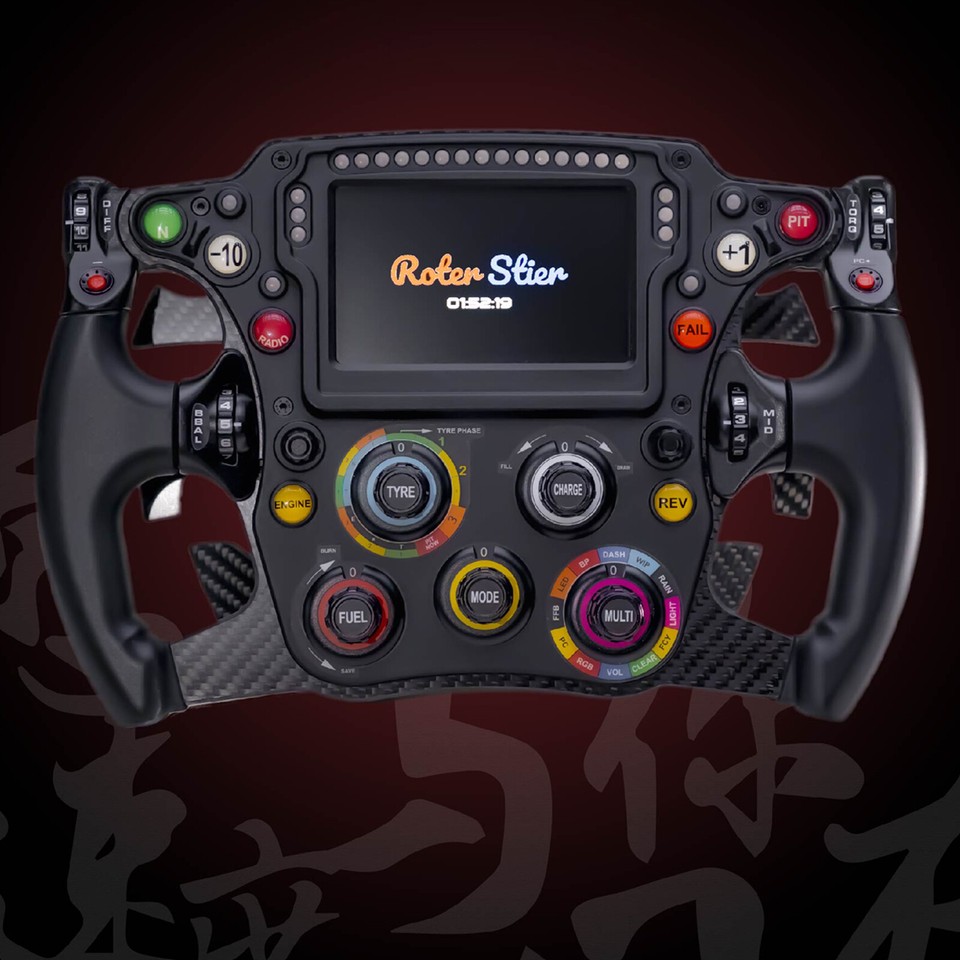 RS16 Formula Racing Steering Wheel 4.3" Display PC Sim USB, 64 Buttons ...
