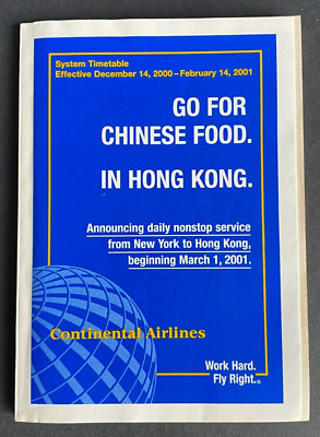 Continental Airlines Timetable Effective December 14, 2000 | eBay