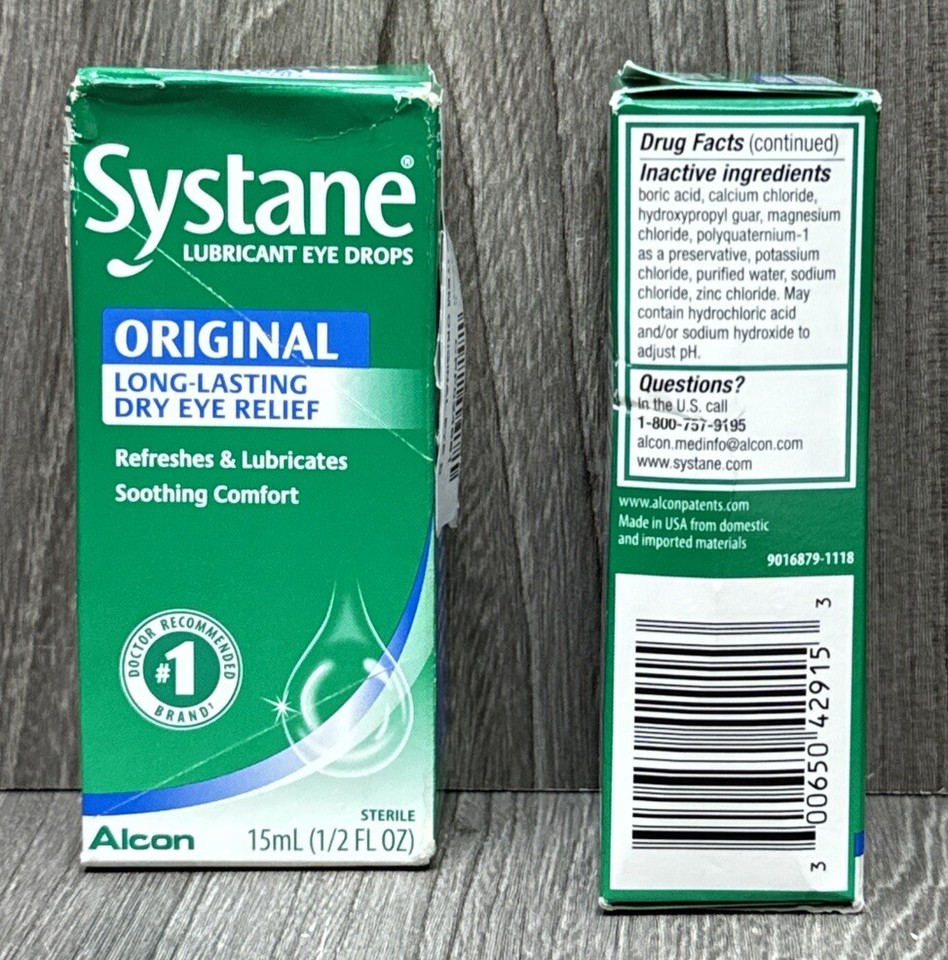 2 Systane Lubricant Eye Drops Original Long-lasting Dry Eye Relief 15ml ...