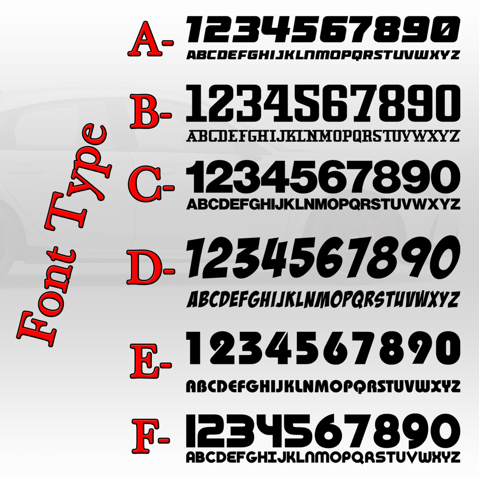 Racing Car numbers 2 pack die-cut door custom number rally sport decal ...