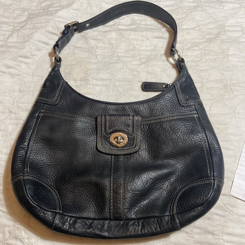 Coach Hamilton Pebble Leather Baguette Shoulder Handbag Exterior ...