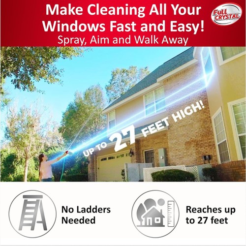 Full Crystal Window Cleaning Kit- 4 oz Glass Cleaner and Bottle with ...