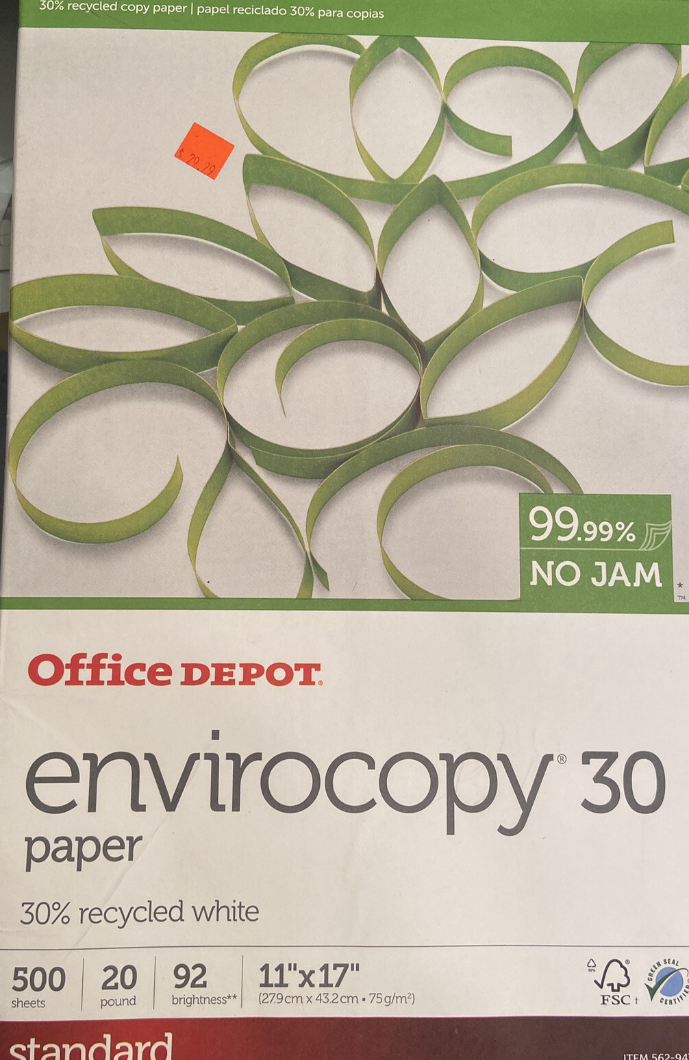 Office Depot Brand EnviroCopy® Copy Paper, Legal Size, Ream of 500 ...