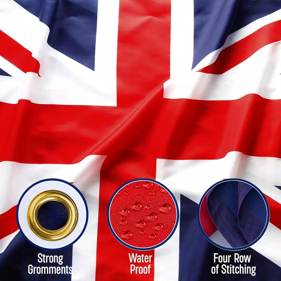 Union Jack Flag 5x3' 3x2' Ft Double Stitched Great Britain Fabric Flag ...