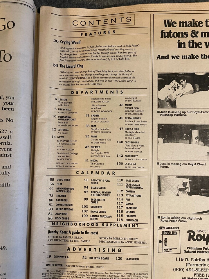 LA Weekly Newspaper 1993 Radiohead Lollapalooza 93 Butthole Surfers STP ...