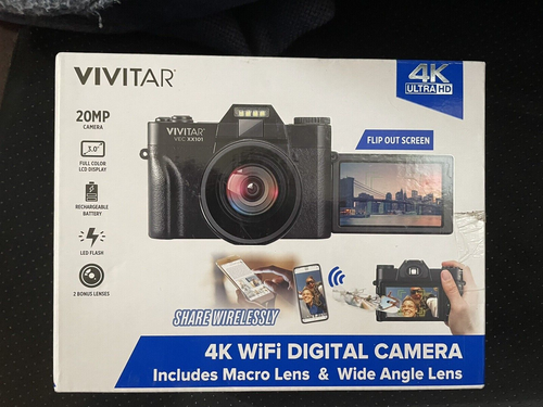 Vivitar 4K Ultra HD Wifi Digital Camera 20MP Full Color LED Display and ...
