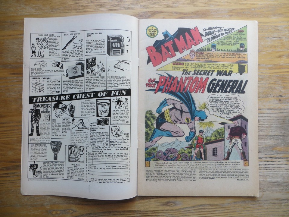 1965 SILVER AGE BATMAN & ROBIN DETECTIVE # 343 PHANTOM SIGNED JOE ...
