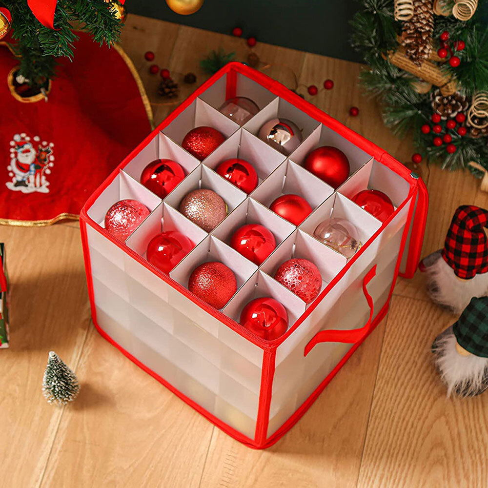 64 Bauble Storage Box Christmas Xmas Tree Decoration Organiser Baubles ...
