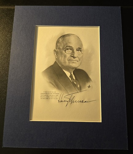 President Harry S. Truman Vintage Art Craft Signed Print - Matted | eBay