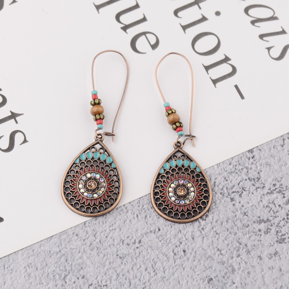 Vintage Bohemian Boho Tassel Colorful Wooden Beads Dangle Stud Women ...