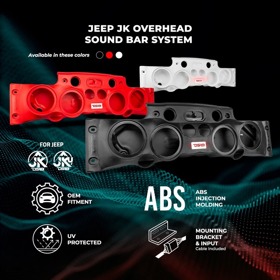 DS18 JK-SBAR/RD Overhead Sound Bar System for JK/JKU Jeeps Enclosure ...