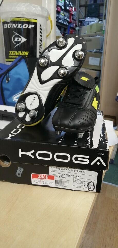 Kooga stag lightning LCST rugby boot 6 stud uk 3 A008 black/yell/green ...