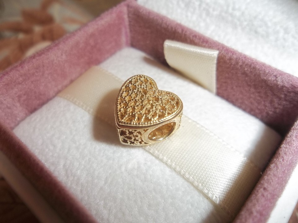 Genuine Pandora Yellow Gold Shine Filled with Romance Heart Charm ...