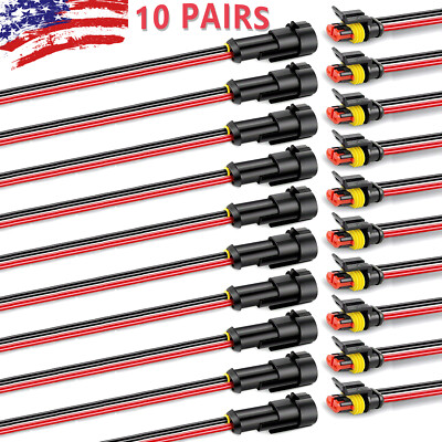 20X Car Electrical Wire Cable 2Pin Connector Way Plug Kit Male Female ...
