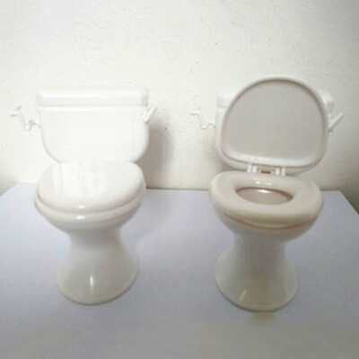 1:12 Scale Dollhouse Miniatures Toilet White Pink Plastic Bathroom Toy ...