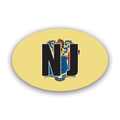 New Jersey Flag Oval Sticker Decal - Weatherproof - v2 nj euro | eBay