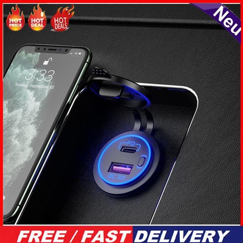 P21-A Car Motorcycle Quick Charge 3.0 + PD USB Charger Power Socket ...