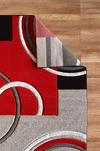 GLORY RUGS Area Rug Modern 5x7 Red Soft Hand Carved Contemporary Floor ...