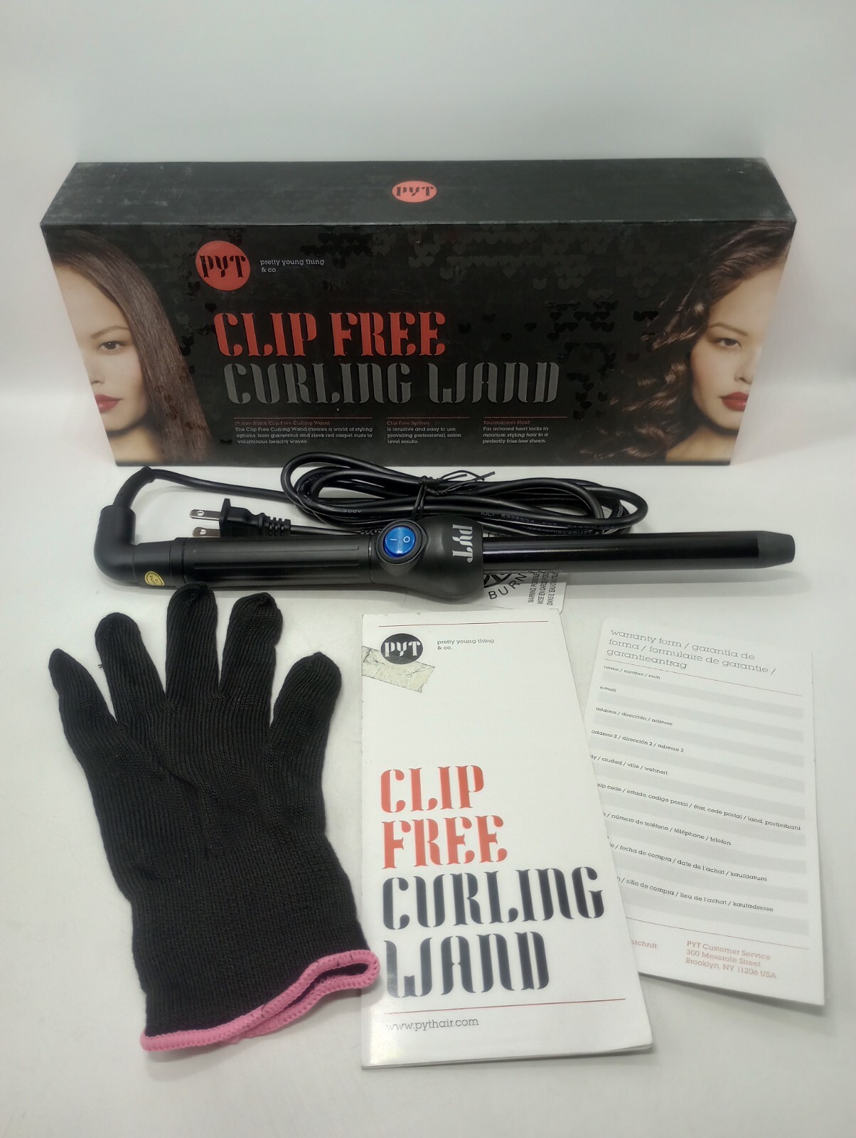 NEW PYT Pretty Young Thing & Co. Clip Free 19mm Curling Wand W ...