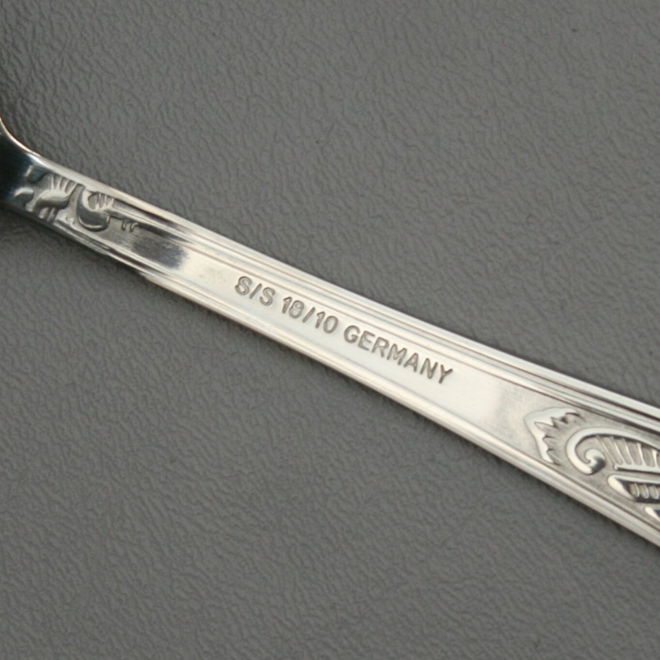 84 Piece Solingen 12 Settings 18/10 Stainless Flatware Set Gold Accent ...