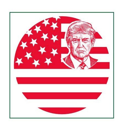 USA Flag with Donald Trump Cosco 2000 Plus Printer R17 Round self ink ...