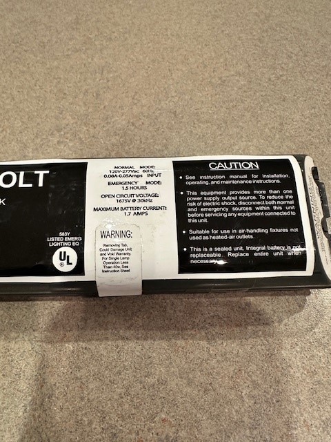 PS1400QD MVOLT SD Quick Disconnect Emergency Ballast with Battery ...