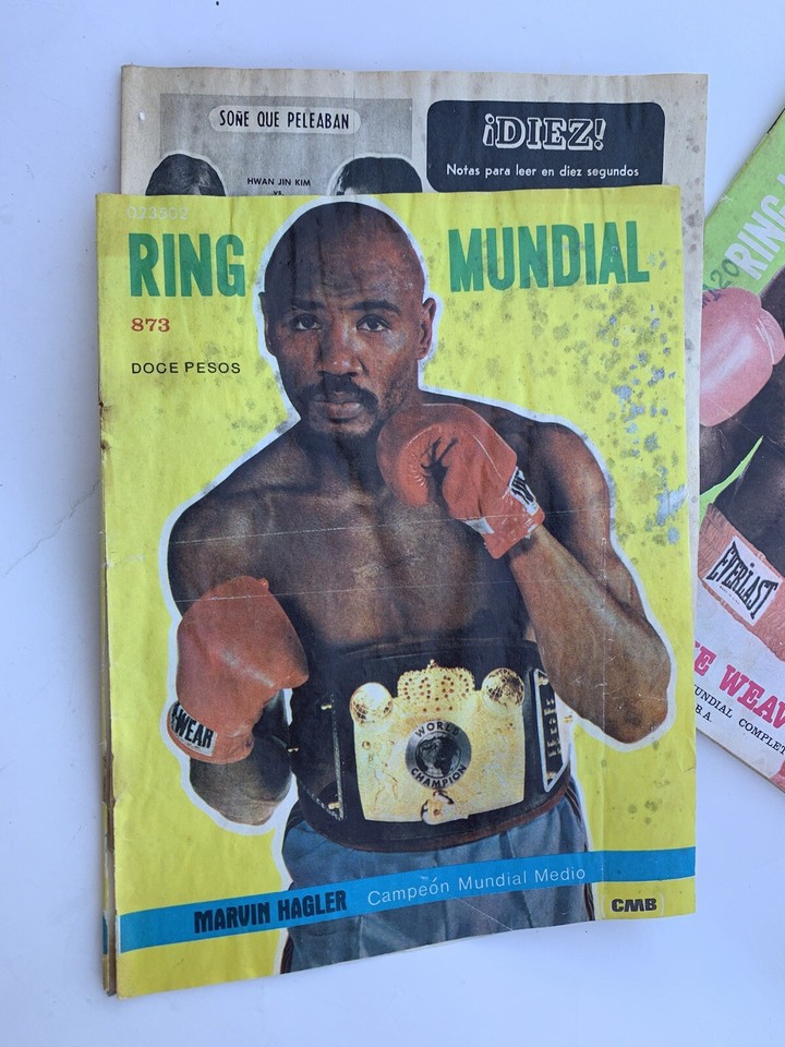 Lot of 2 * RING MUNDIAL * Boxing Magazine * WBA * 1970s Marvin Haggler ...