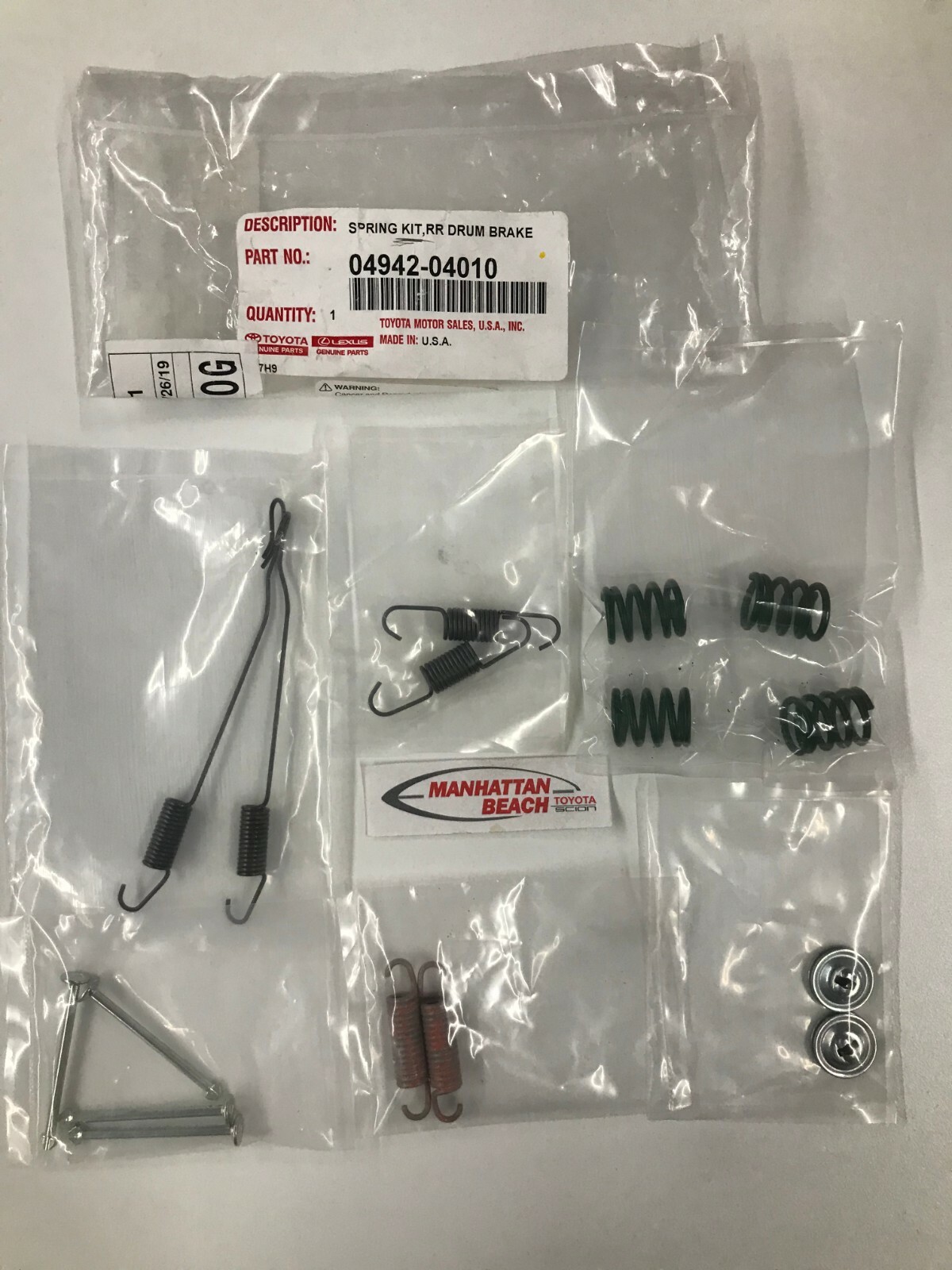 Genuine Toyota Drum Brake Shoe Spring Kit 04942-04010 | eBay