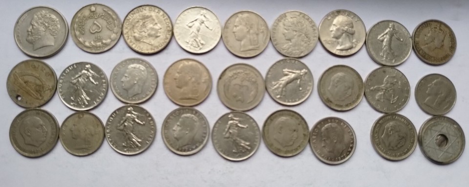 Vintage Antique Silver COINS 27 set collection Foreign 5s franc pts etc ...
