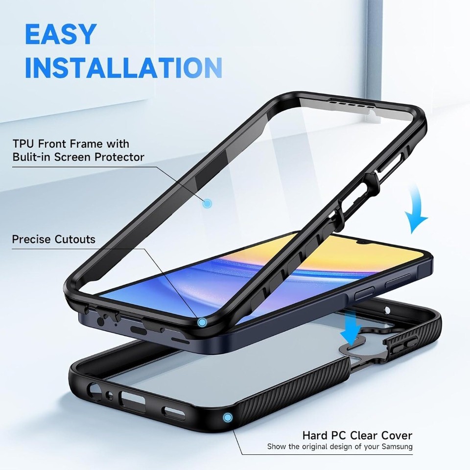 For Samsung Galaxy A16 Case, Clear Front & Back Full Body Shockproof ...