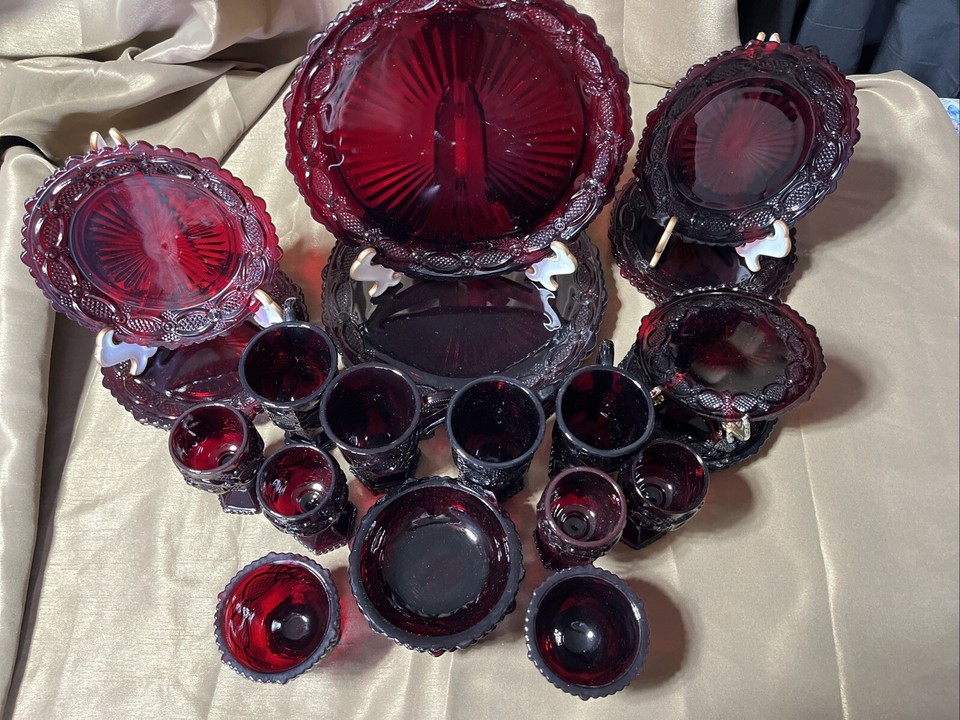 Avon Cape Cod Ruby Red Place Settings Dinnerware set, 24 pieces ...