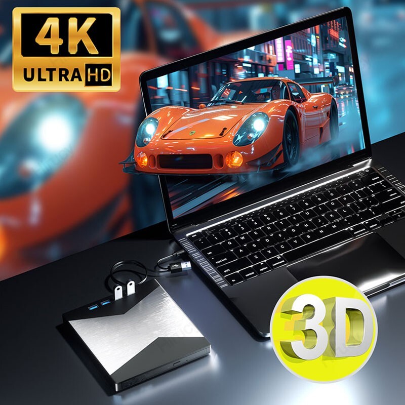 7 in 1 External 4K Blu-ray Optical Drive USB 3.0 Type-C External DVD RW ...