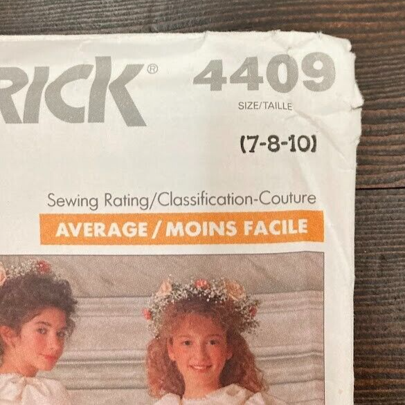 Butterick 4409 Vtg 90s Girls Party Dress First Communion Confirmation 7 ...
