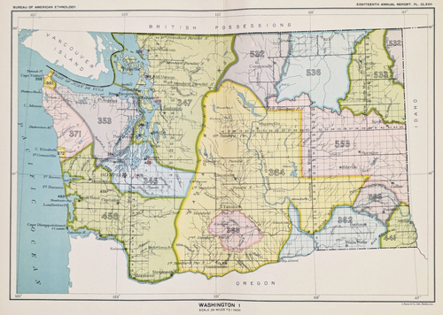 1899 WASHINGTON Map ORIGINAL - CEDED INDIAN LANDS - NATIVE AMERICAN ...