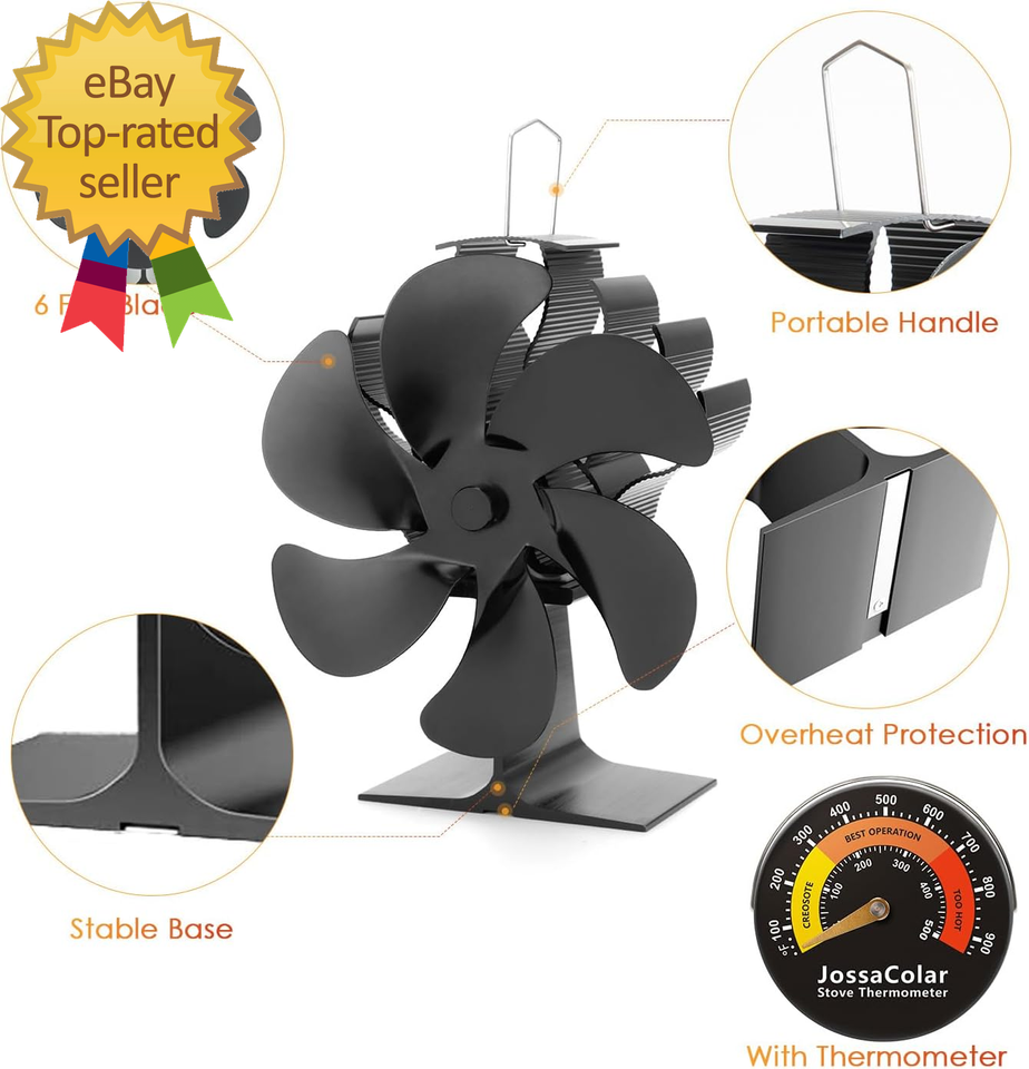 Wood Stove Fan Heat Powered Fireplace Fan Non Electric Thermal Fan for ...