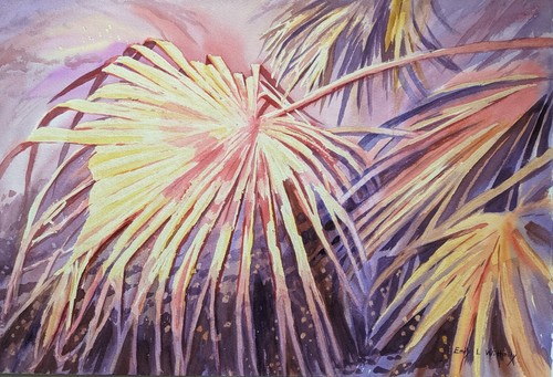 Fan palm/original watercolor painting/22"x15"/Emily L Wittman, artist ...