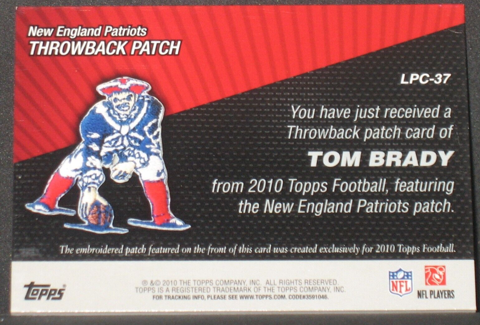 Tom Brady 2010 Topps Throwback Patch #LPC-37 New England Patriots | eBay