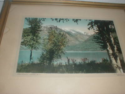 Vtg J.H. ALLEN Photograph Kootenay Lake NELSON B.C. Framed Signed Color ...