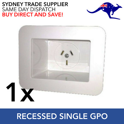 Recessed Power Point Wall Plate Single 1 Gang Electrical Outlet GPO ...