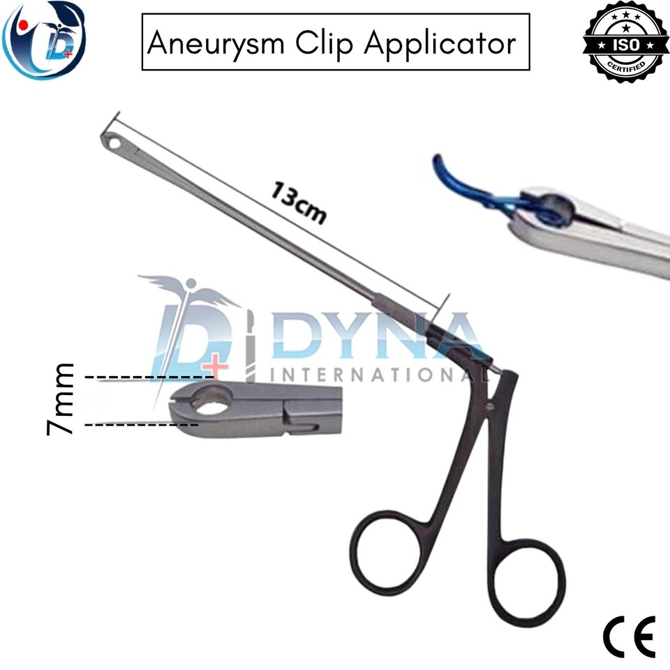 Aneurysm Clip Applicator 360° Rotatable TL 13cm + 40 Aneurysm Clips CE ...