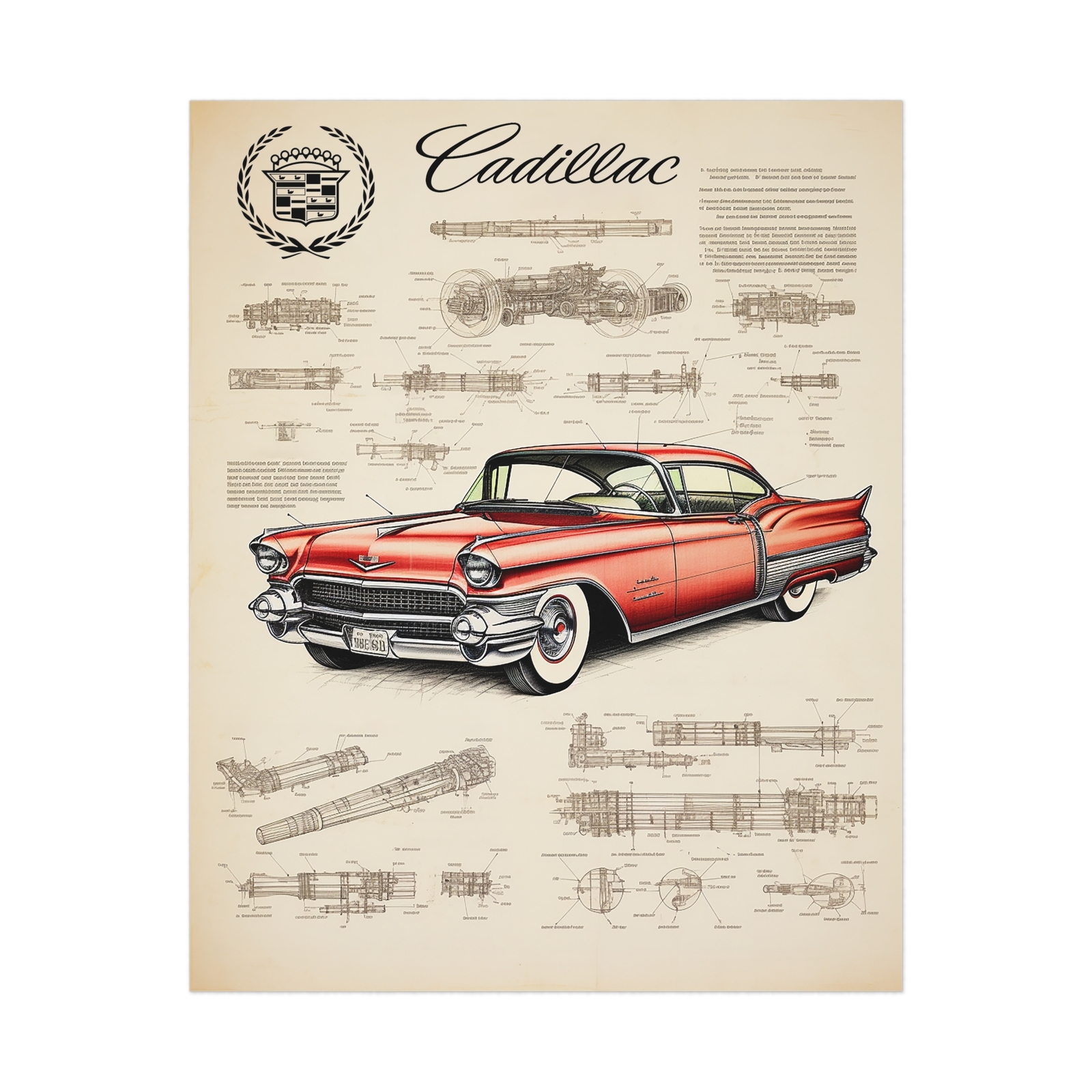 Vintage Cadillac Poster- Vintage Cadillac Patent Print, Vintage ...