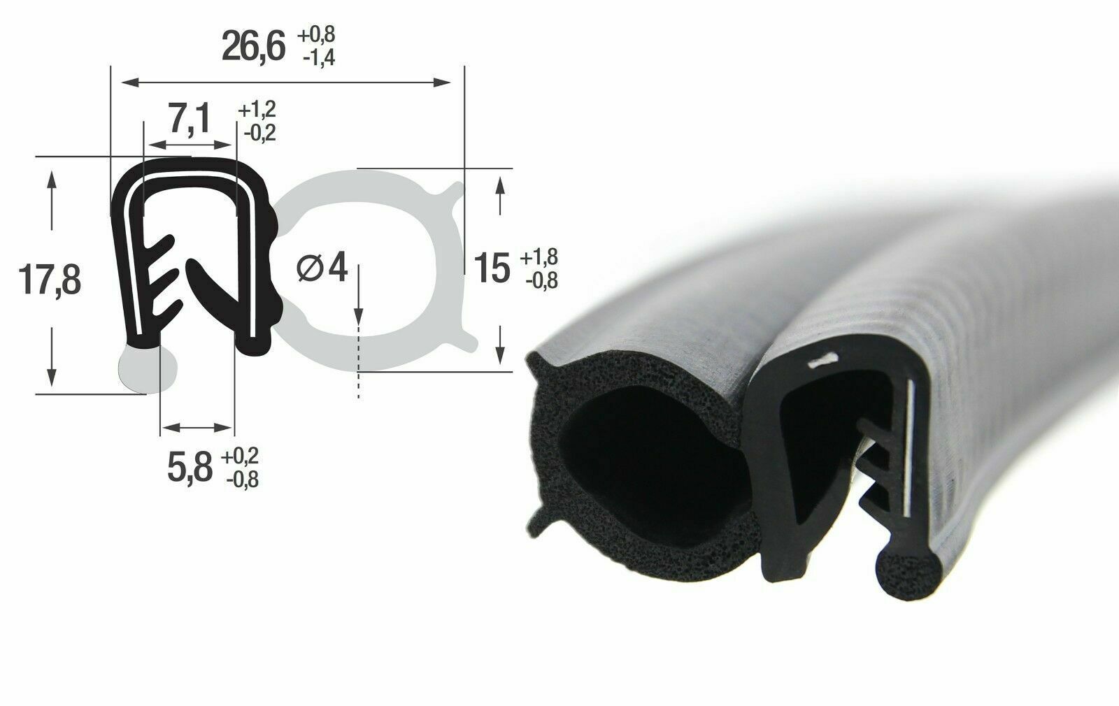 SMI DS38 Kantenschutz Dichtprofil Dichtungsprofil EPDM Moosgummi ...