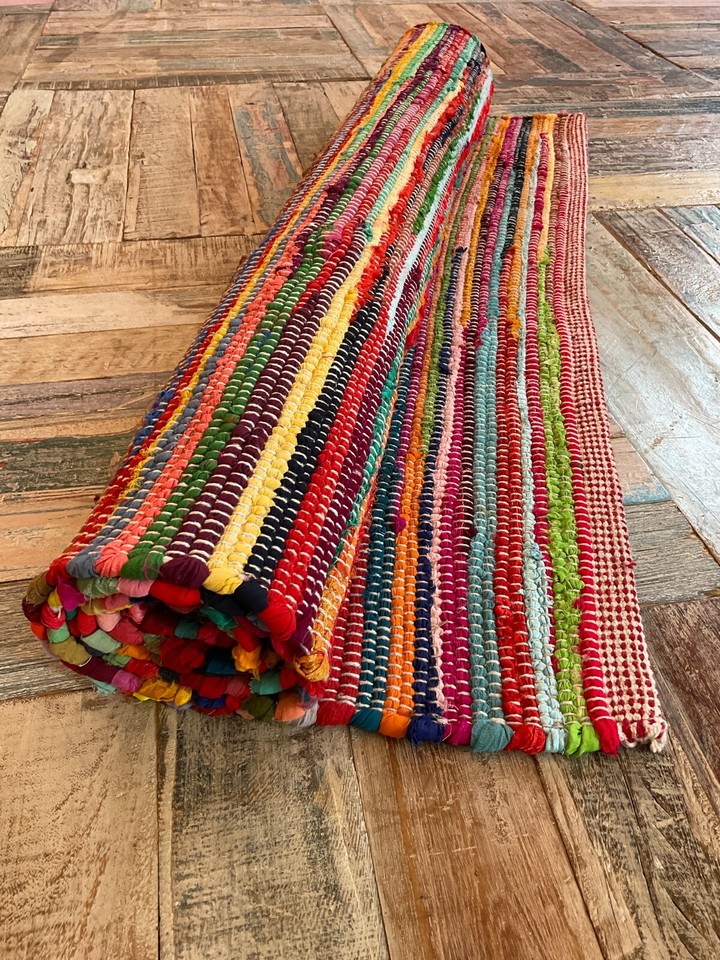 Rag Rug Rainbow Rugs Multi Colour Chindi Floor Mat Striped Mats ...