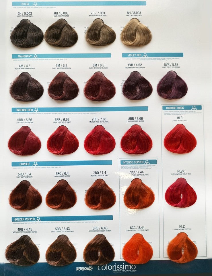 Renbow Colorissimo Permanent Hair Tint Colour Dye Technology All Shades ...