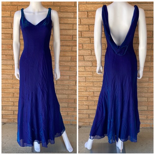 Mike Benet Formals Formal Prom Dress Gown Iridescent Blue size 6 draped ...
