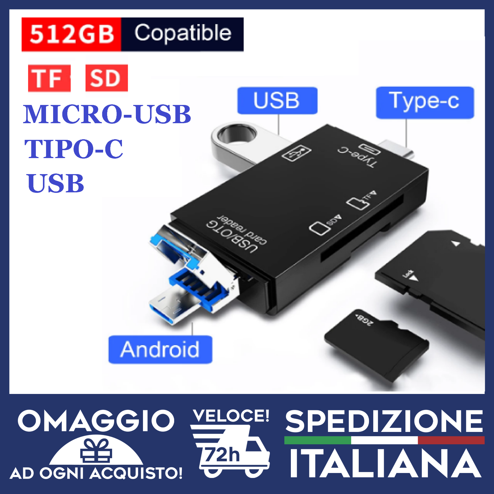ADATTATORE SCHEDE DI MEMORIA MEMORY USB MICRO SD M2 MS CARD SD CARD MS ...