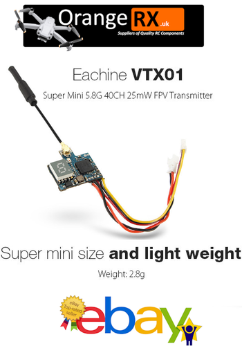 Eachine VTX01 Super Mini 5.8G 40CH 25mW RC Drone FPV Transmitter UK ...