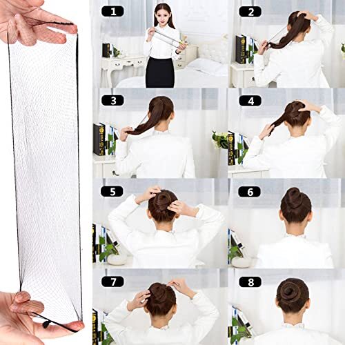 Invisible Hair Nets for Long Hair 100 Pcs 18-46 inch Black Elastic Mesh ...