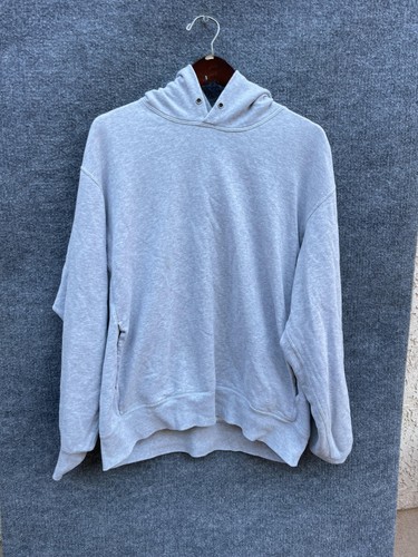 Uniqlo Hoodie Mens XL Gray Snap Neck Pullover Cotton Hooded Sweatshirt ...