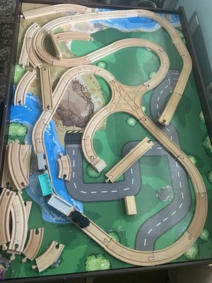 45+ Pieces Of A wooden railway Train track with In Good Condition Mixed ...
